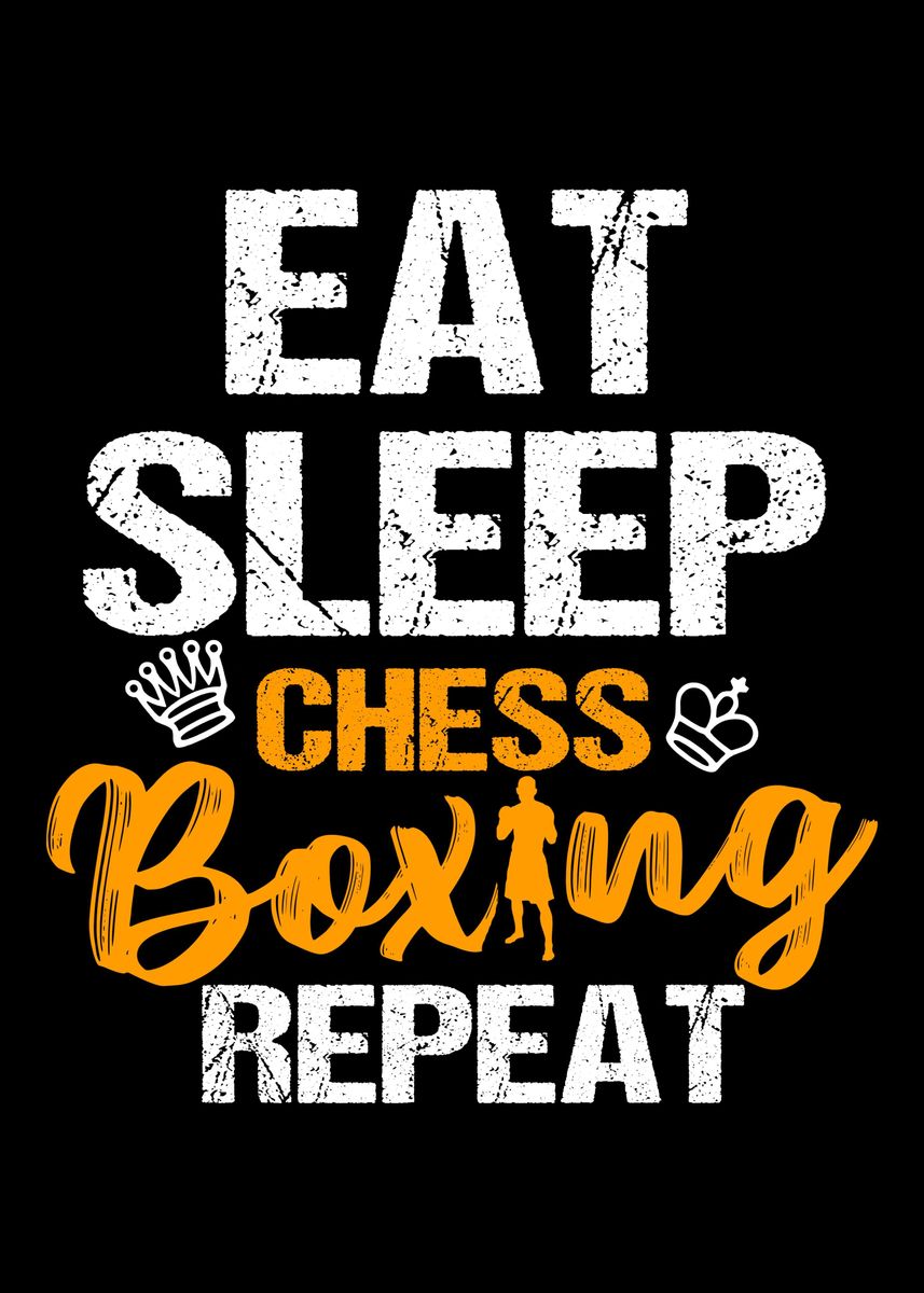 'Eat Sleep Boxing Repeat' Poster, picture, metal print, paint by ...