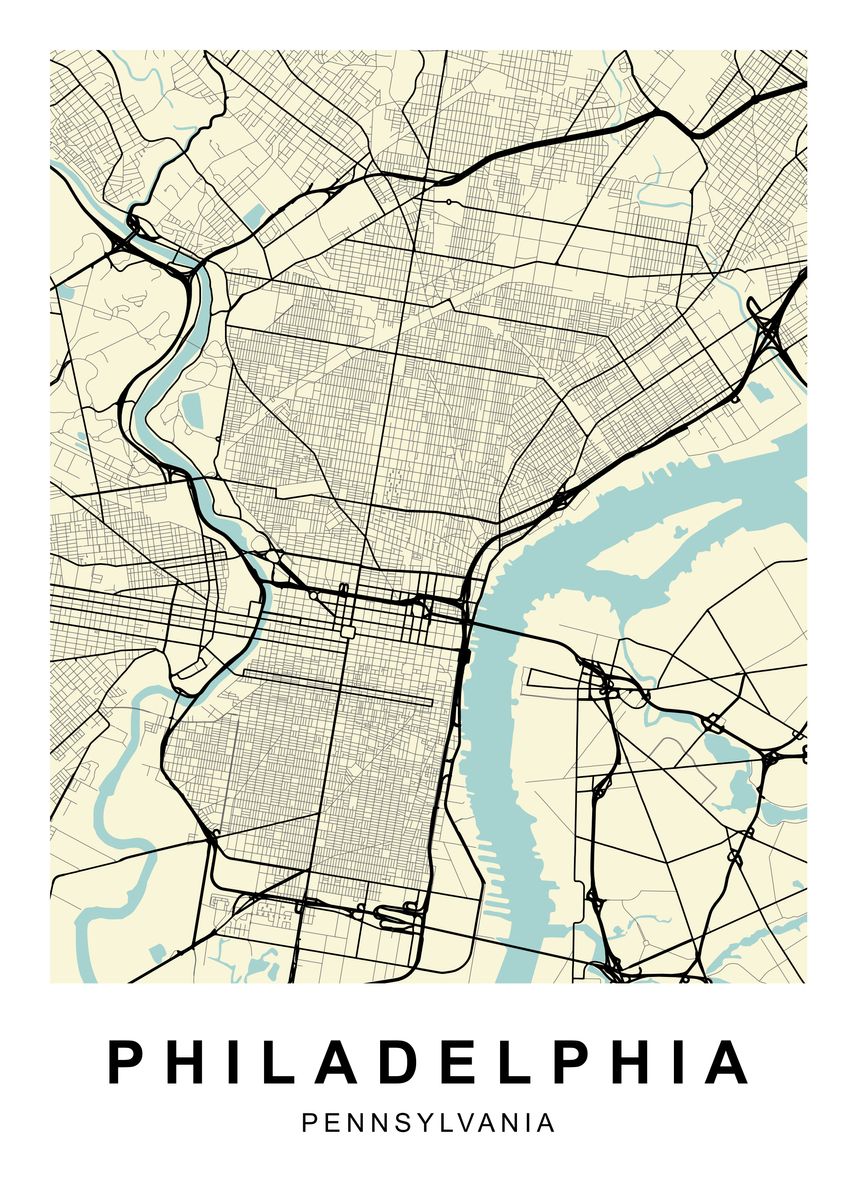 'Philadelphia City Map' Poster, picture, metal print, paint by Dany ...