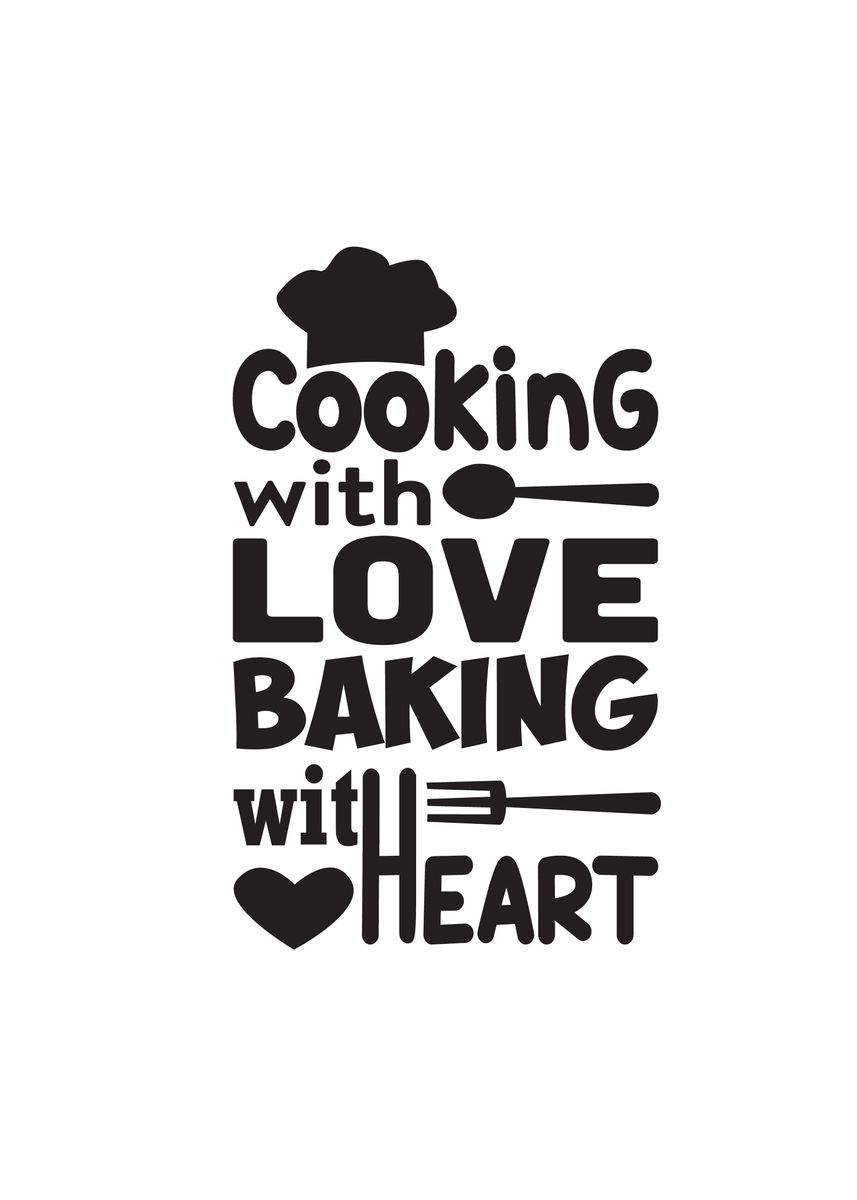 'Heart Cooking' Poster, picture, metal print, paint by Beone Digital ...