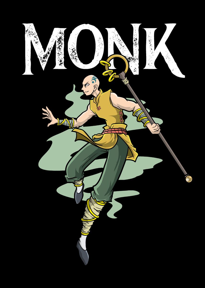 'Monk Class RPG Pnp Gaming' Poster, picture, metal print, paint by ...