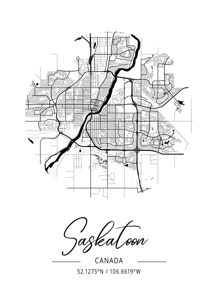 'Saskatoon Area City Map' Poster, picture, metal print, paint by Tien ...