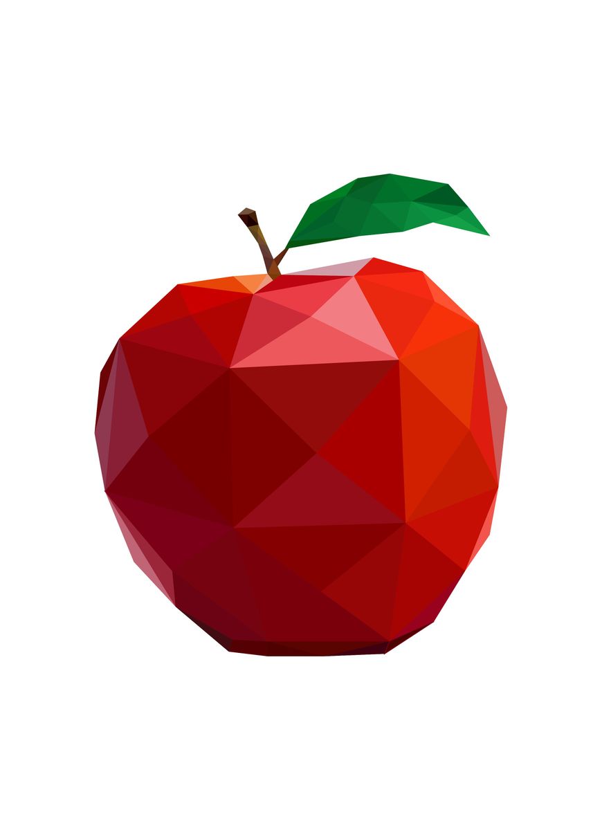 'Apple polygon 3d' Poster, picture, metal print, paint by Tio Dwiyanto ...
