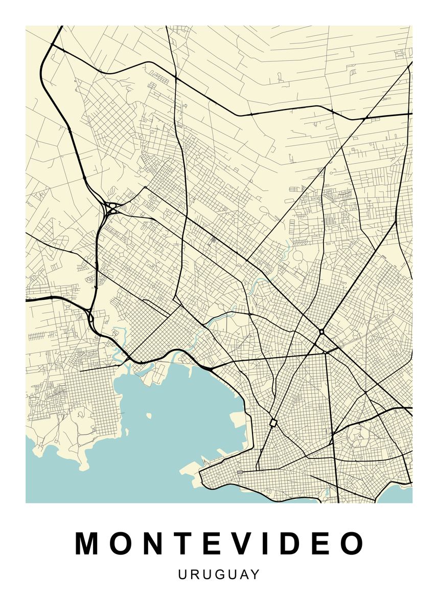 'Montevideo Uruguay Map' Poster, picture, metal print, paint by Dany ...