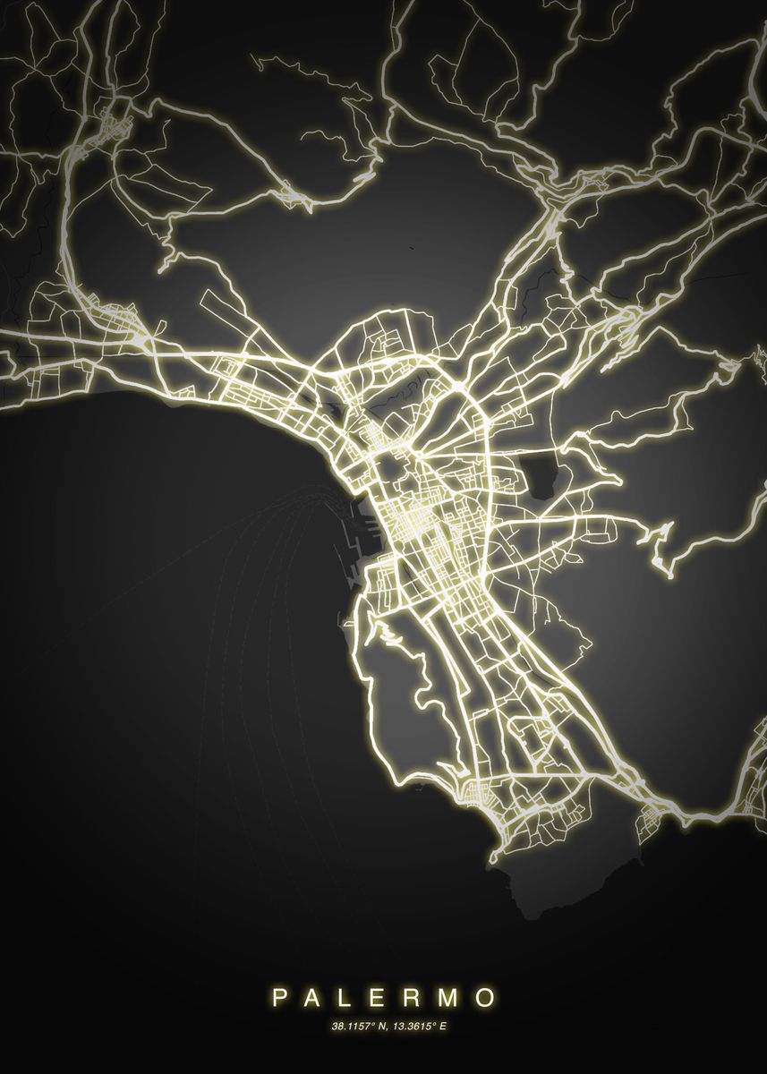 'Palermo' Poster, picture, metal print, paint by Synthwave Art | Displate