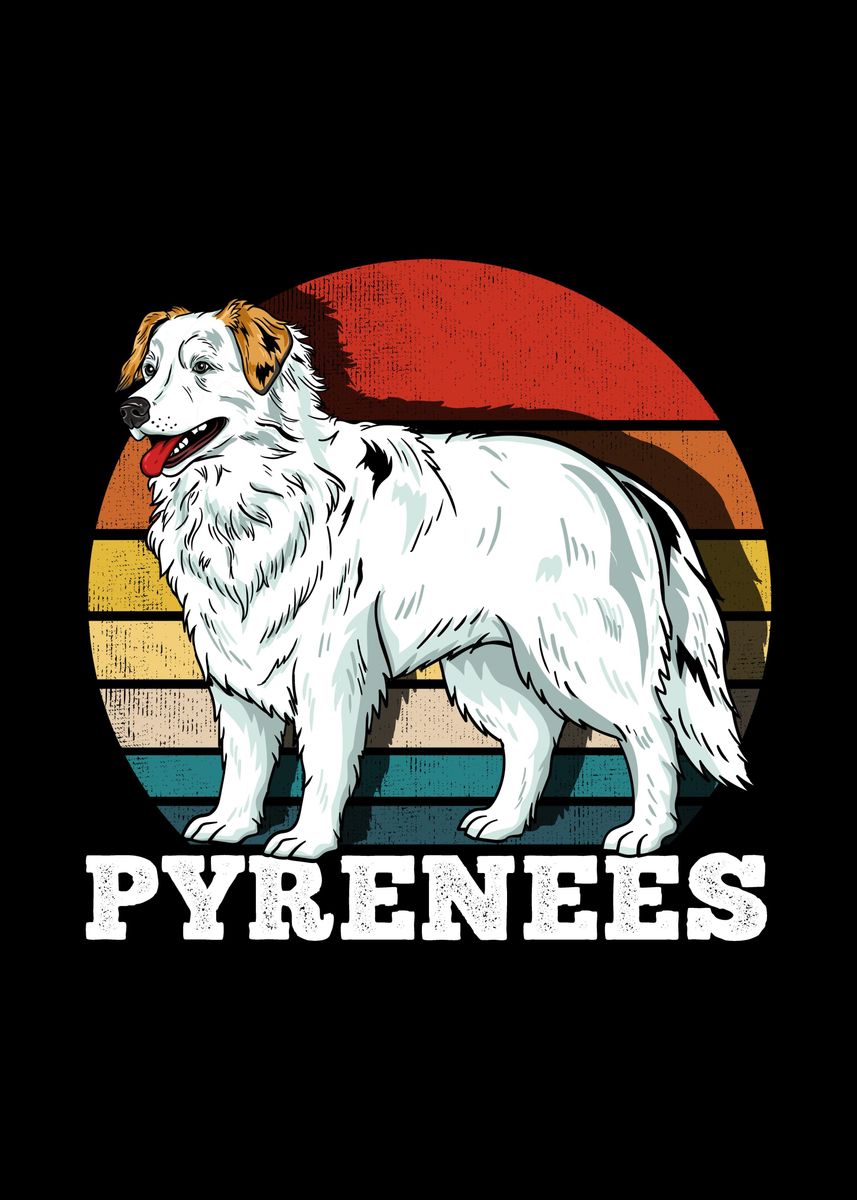 'Pyrenees Dog Retro' Poster, picture, metal print, paint by Mealla ...