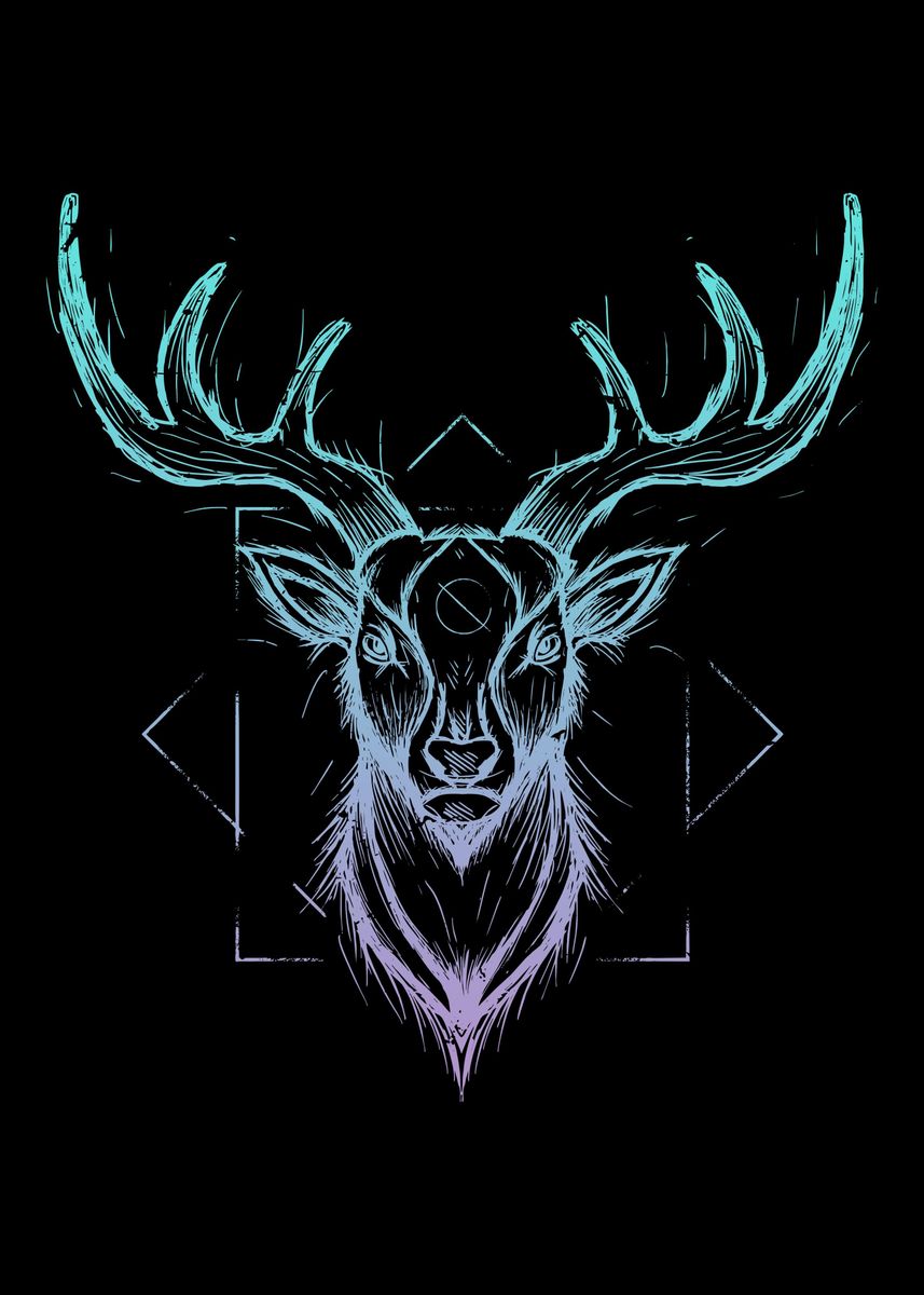 'Deer Gradient' Poster, picture, metal print, paint by John DonJoe ...