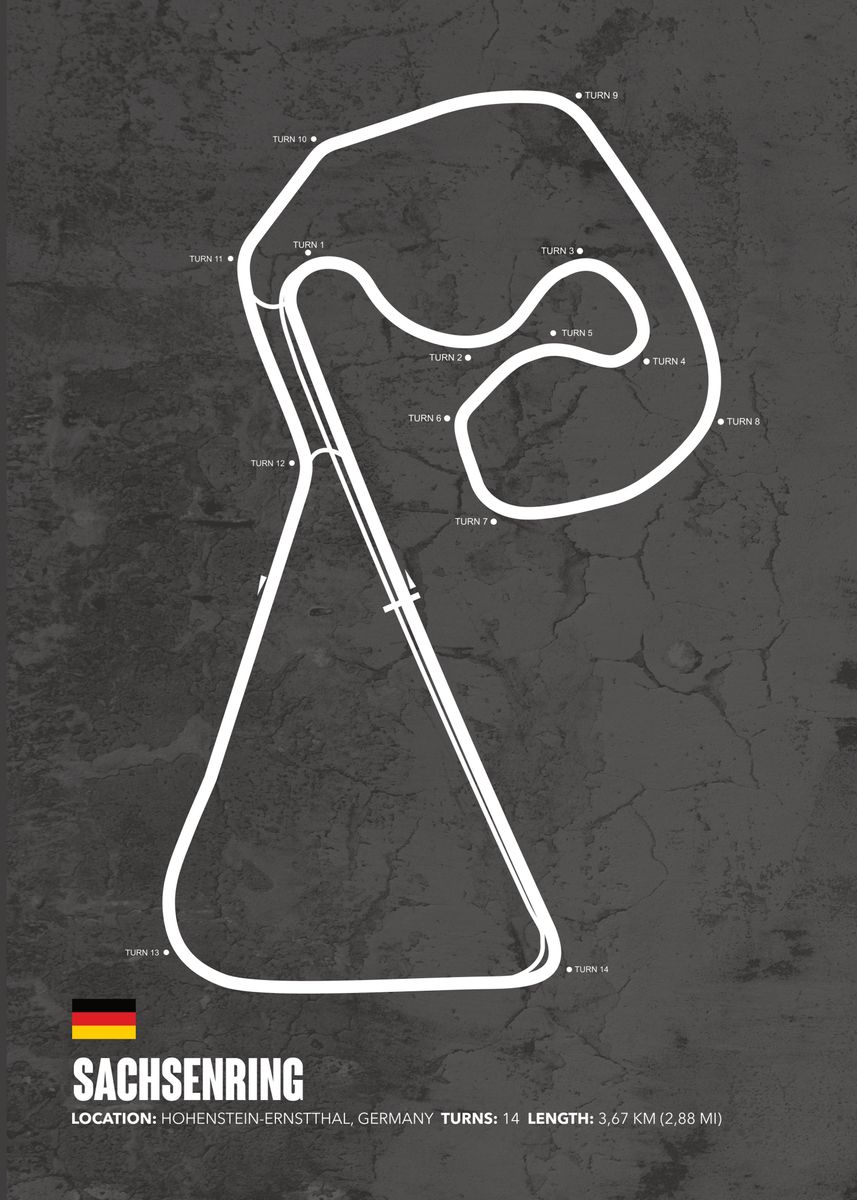 'Sachsenring ' Poster, picture, metal print, paint by Mapsters | Displate