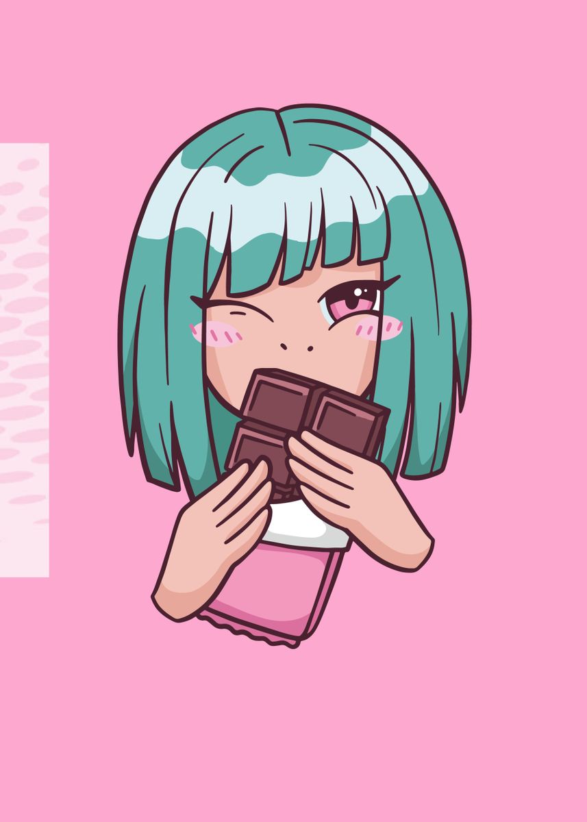 'Chocolate Anime Girl' Poster by StonerPlates | Displate