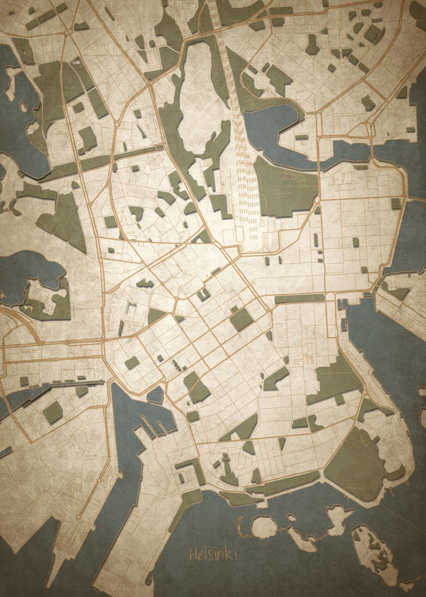 'Helsinki Downtown Map' Poster by MauriTz Design | Displate