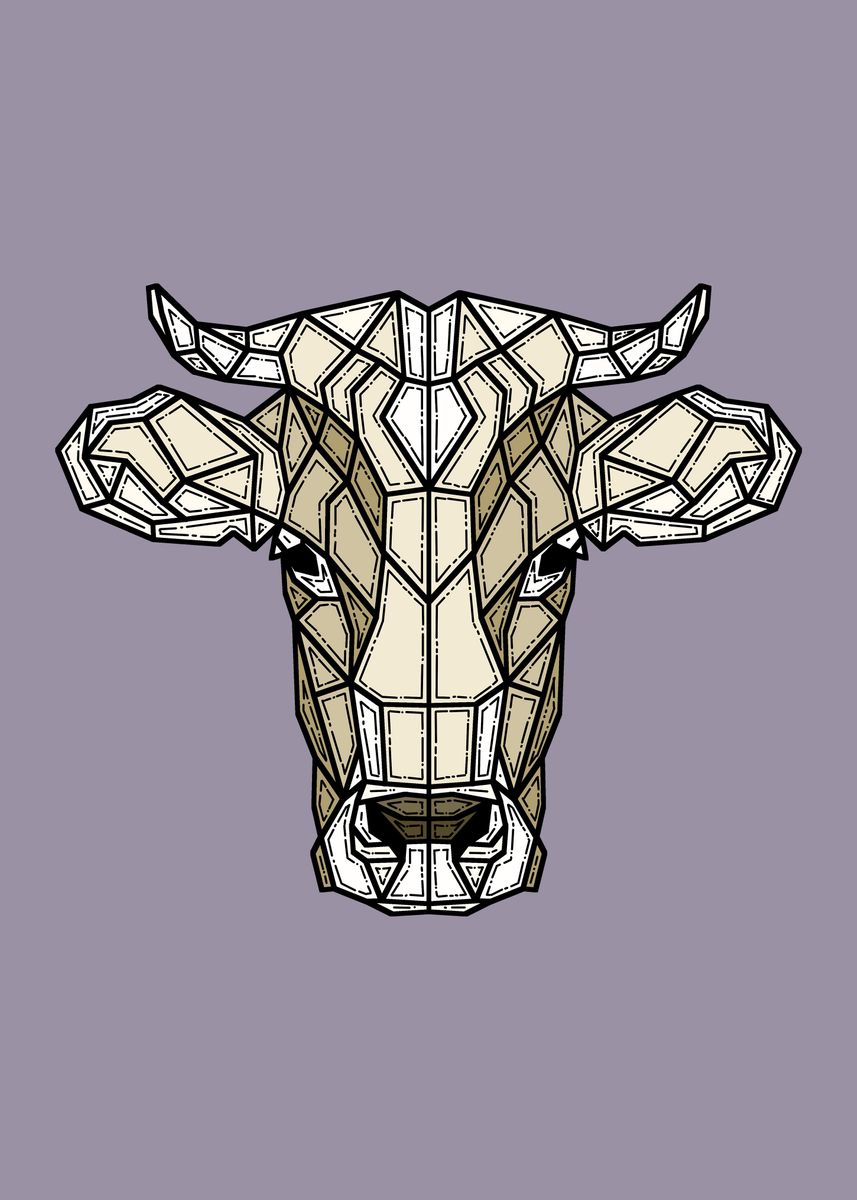 'Retro Geometric Cow' Poster by Jay Diloy | Displate