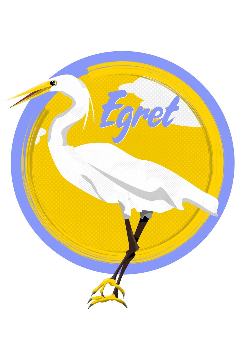 'Egret' Poster, picture, metal print, paint by mailbox disco | Displate