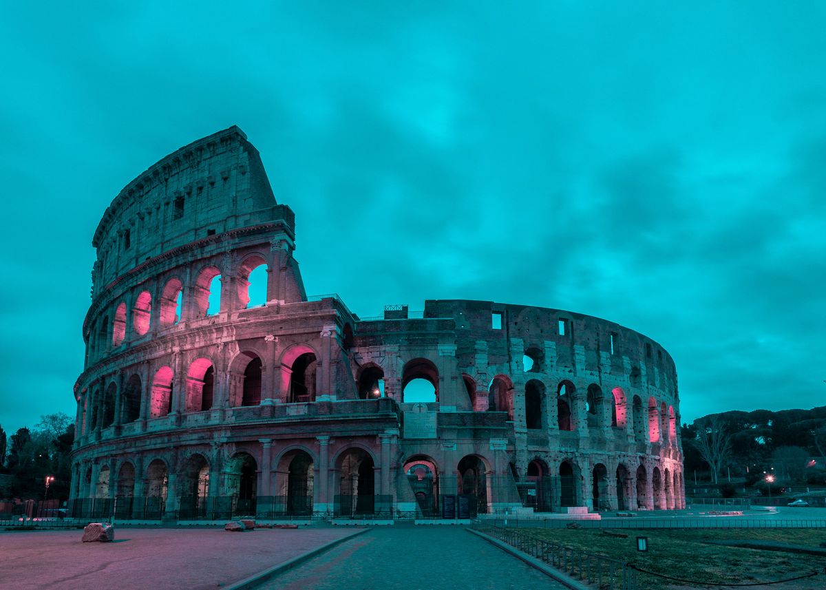 'colosseum rome cyberpunk' Poster by Ismail | Displate