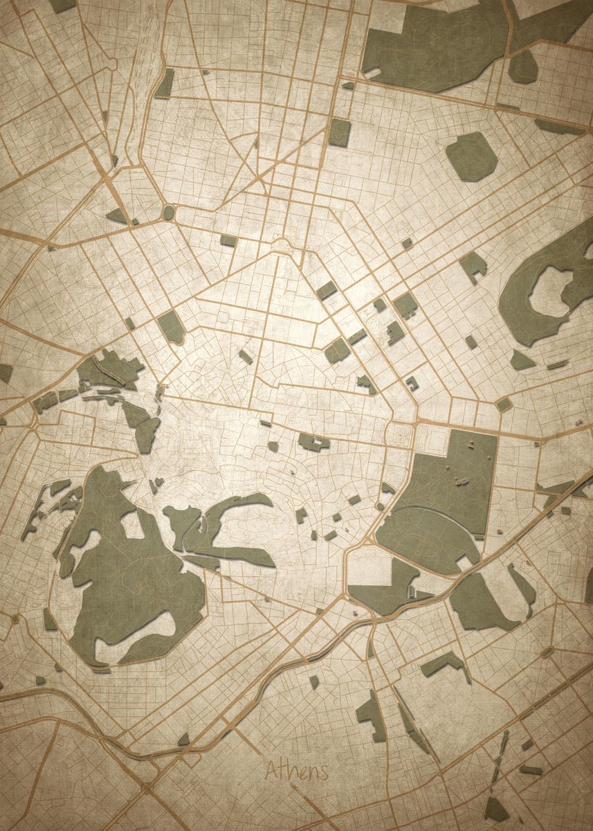 'Athens Downtown Map' Poster by MauriTz Design | Displate