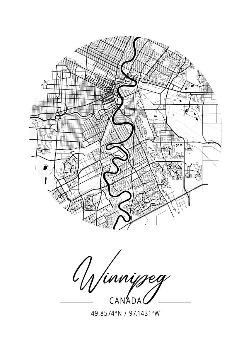 'Winnipeg Area City Map' Poster by Tien Stencil | Displate