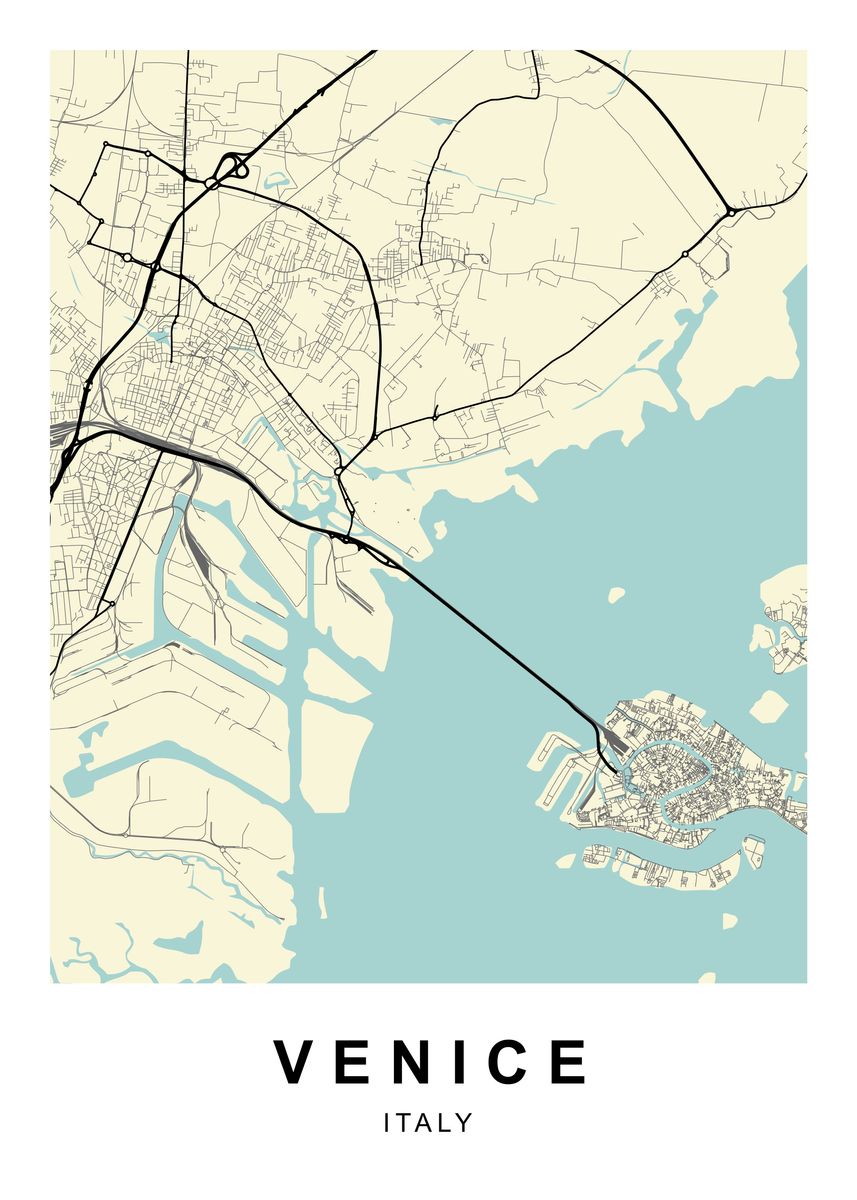 'Venice Italy City Map ' Poster by Dany | Displate