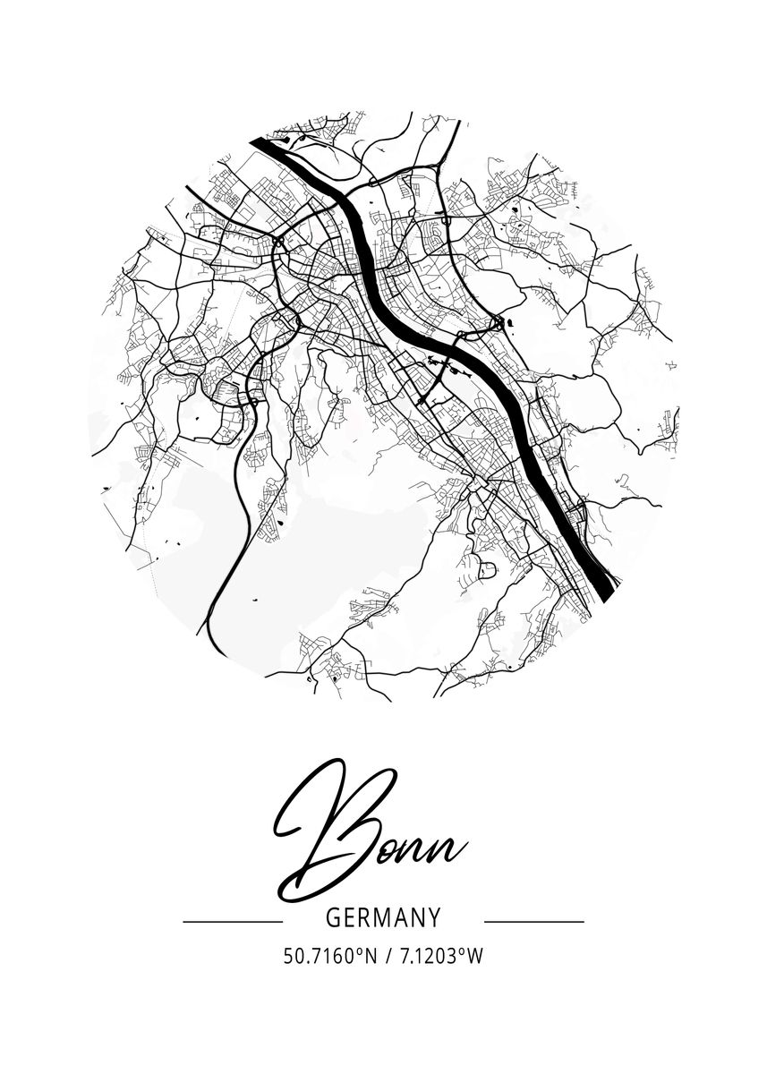 'Bonn Area City Map' Poster by Tien Stencil | Displate