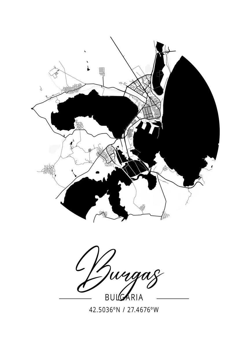 'Burgas Area City Map' Poster, picture, metal print, paint by Tien ...