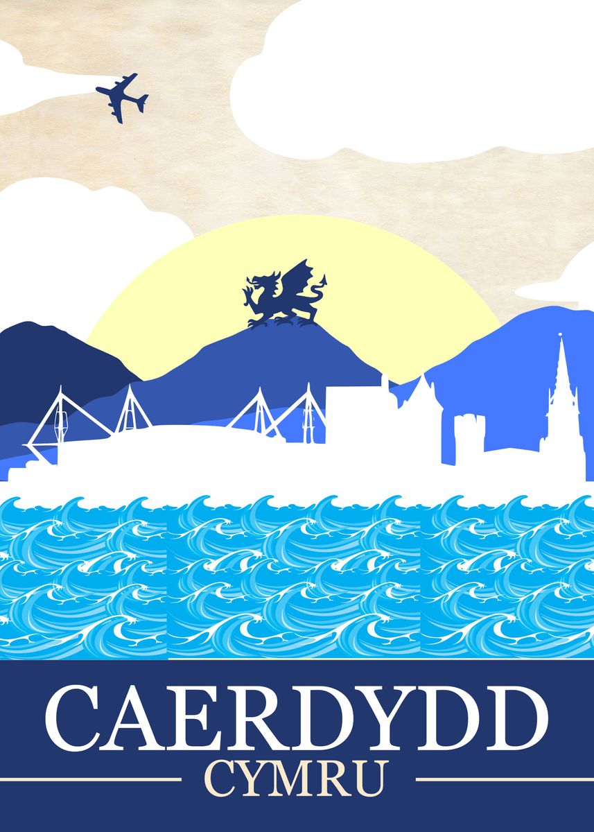 'CAERDYDD CARDIFF WALES' Poster by Atomic Chinook | Displate