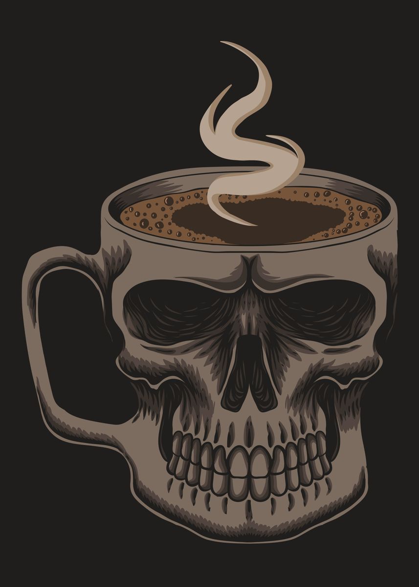 'Mug skull coffee' Poster by Ari yanda | Displate