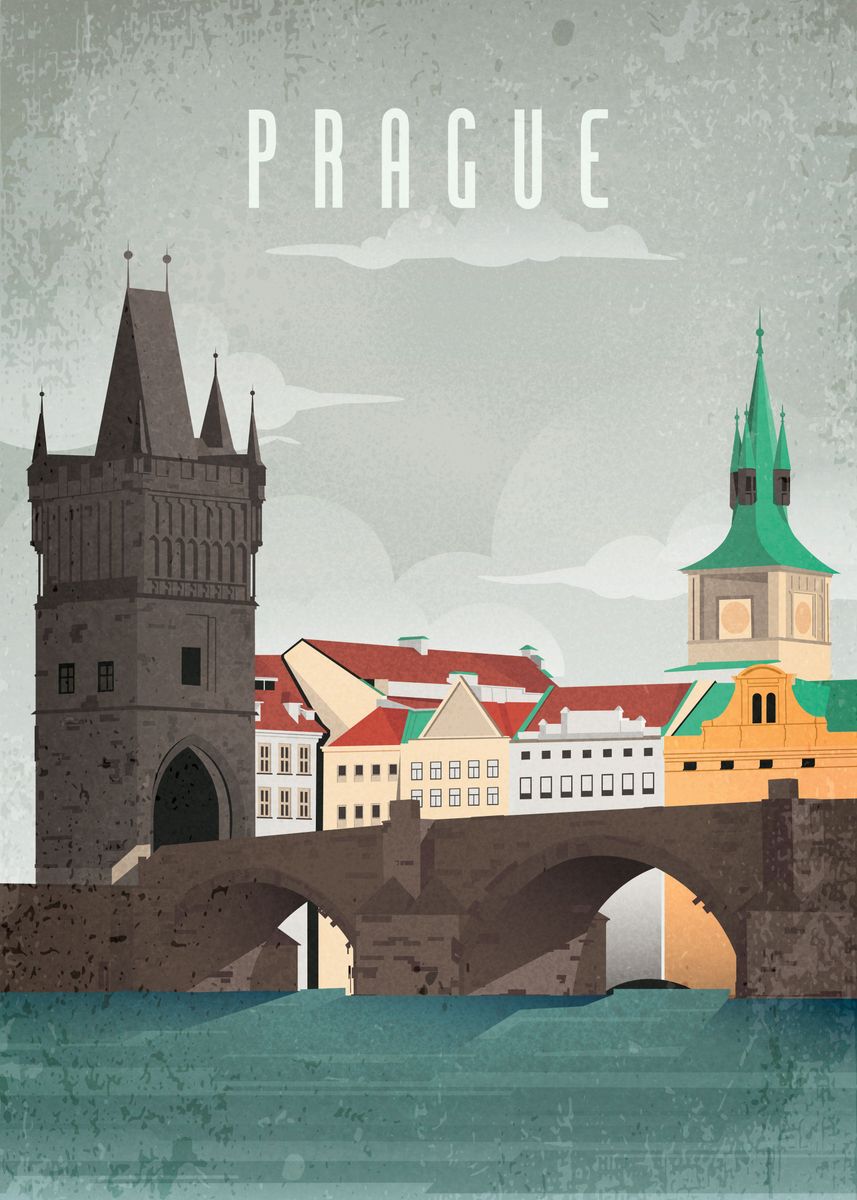 'Prague Vintage Poster' Poster by Kunyah | Displate