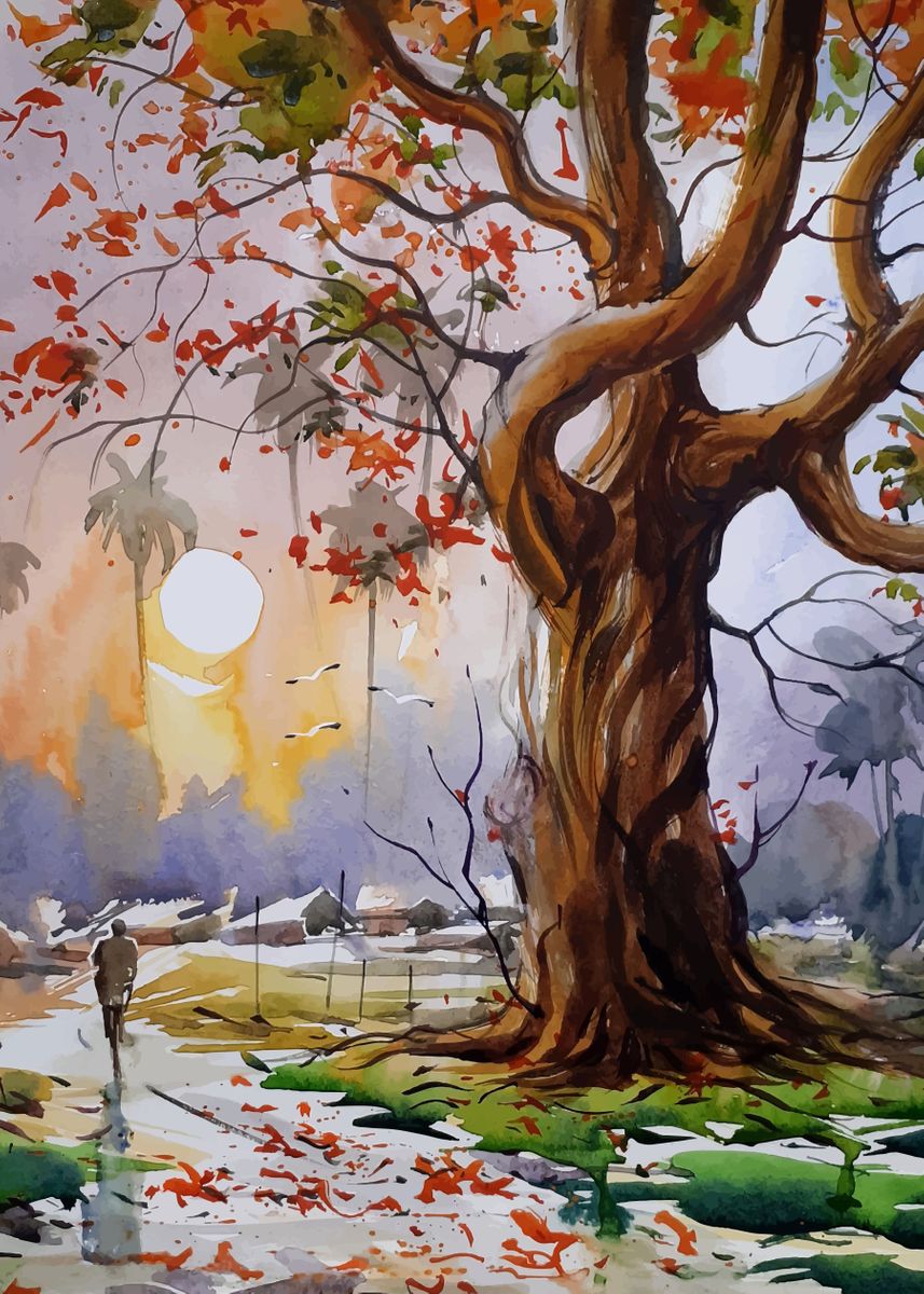 'Watercolor nature' Poster by Queensy Collin | Displate