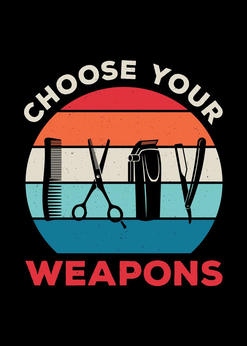 'Funny Barber' Poster, picture, metal print, paint by Visualz | Displate