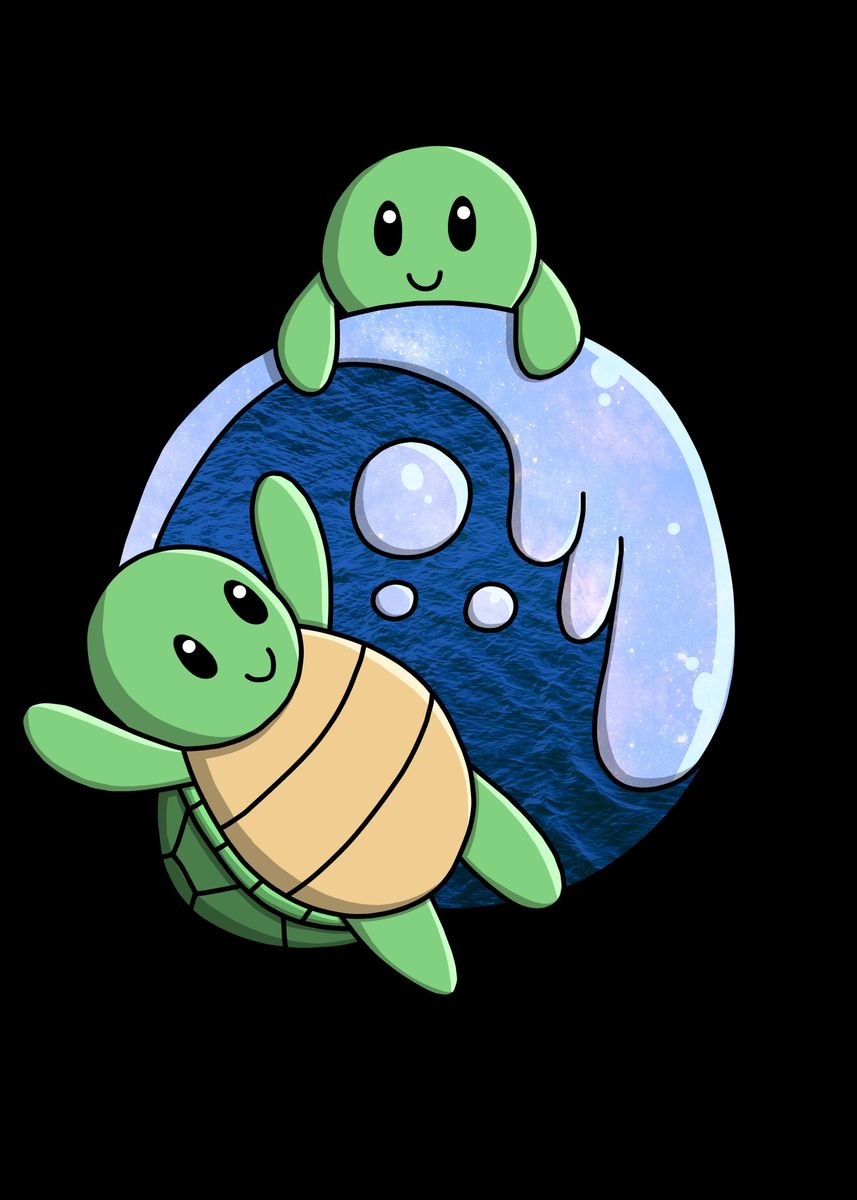 'Sea Turtle Waves' Poster, picture, metal print, paint by Alexander ...