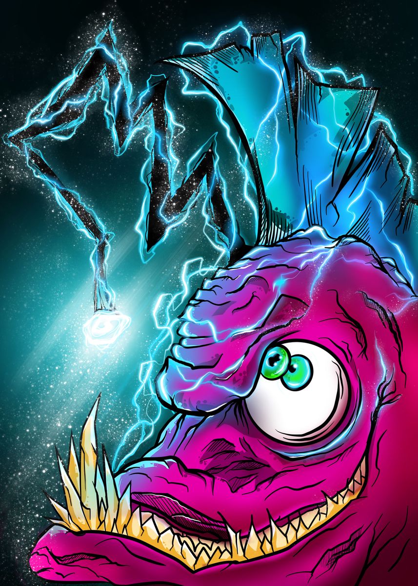'Psycho Anglerfish' Poster, picture, metal print, paint by Dejvid Jones ...