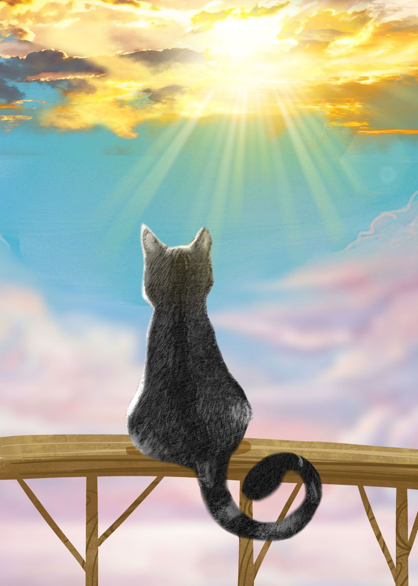 'Cat at the sunshine ' Poster by Max Ronn | Displate