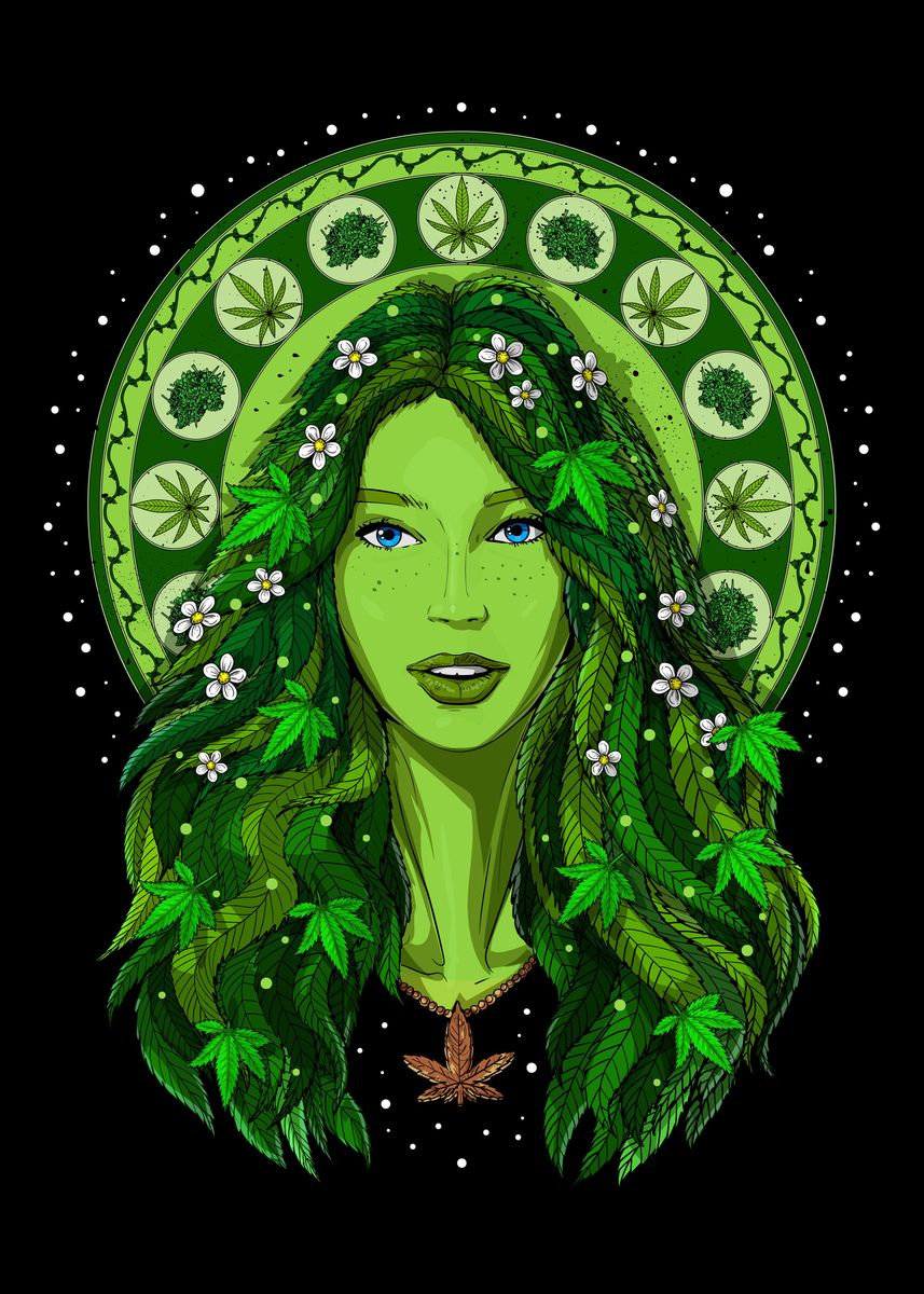 'Weed Stoner Hippie Goddess' Poster, picture, metal print, paint by ...