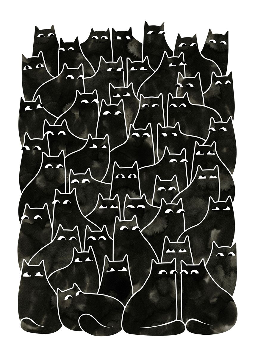 'Suspicious Cats' Poster, picture, metal print, paint by littleclyde ...