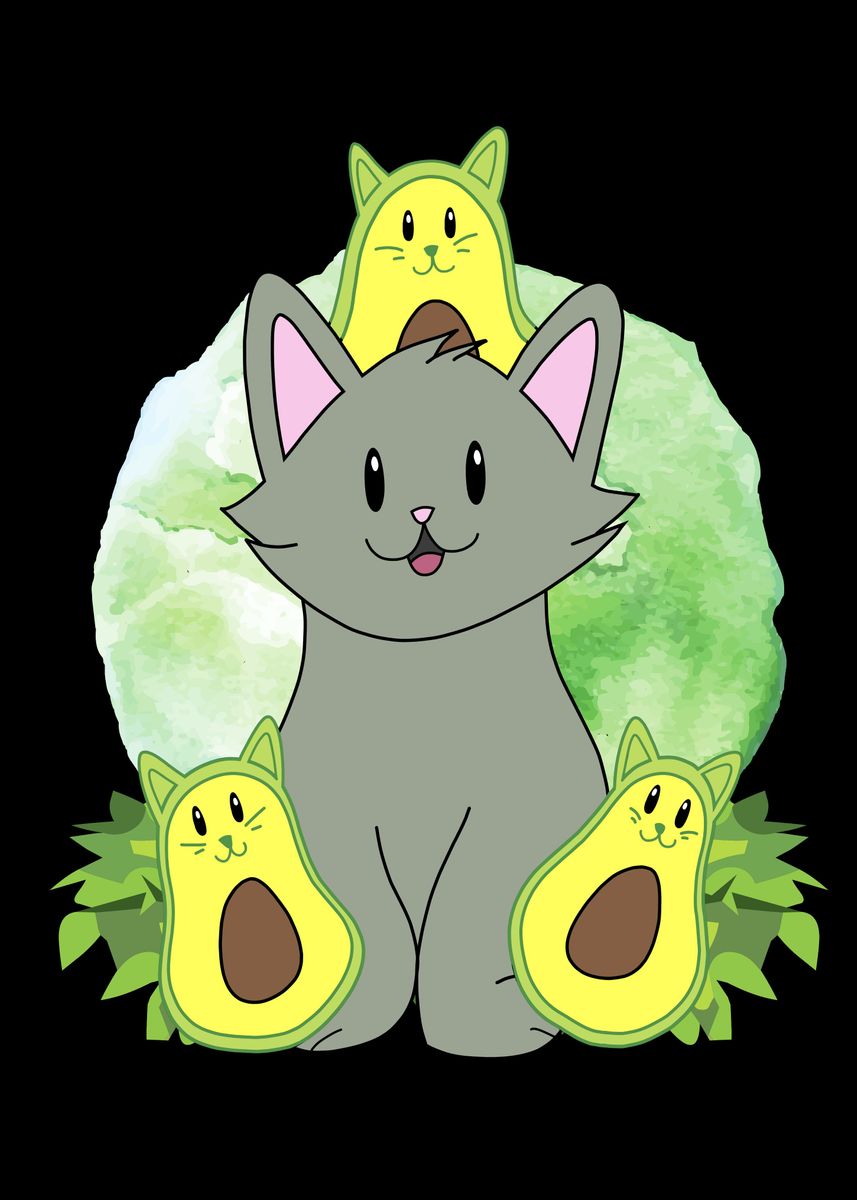 'Tropical Avogato Kitty Cat' Poster by Alexander Morales | Displate