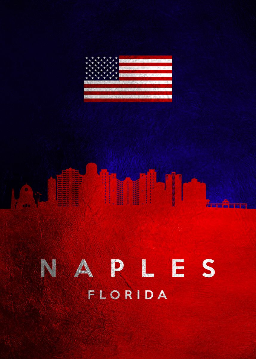 'Naples Florida Skyline' Poster, picture, metal print, paint by ...