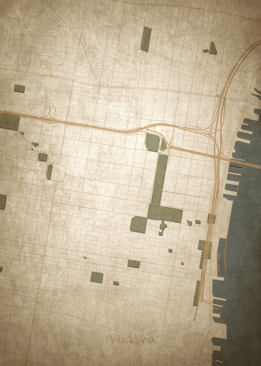 'Philadelphia Downtown Map' Poster by MauriTz Design | Displate