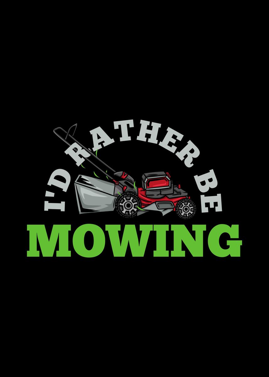 'Moving Lawn Mower Gardener' Poster, picture, metal print, paint by ...