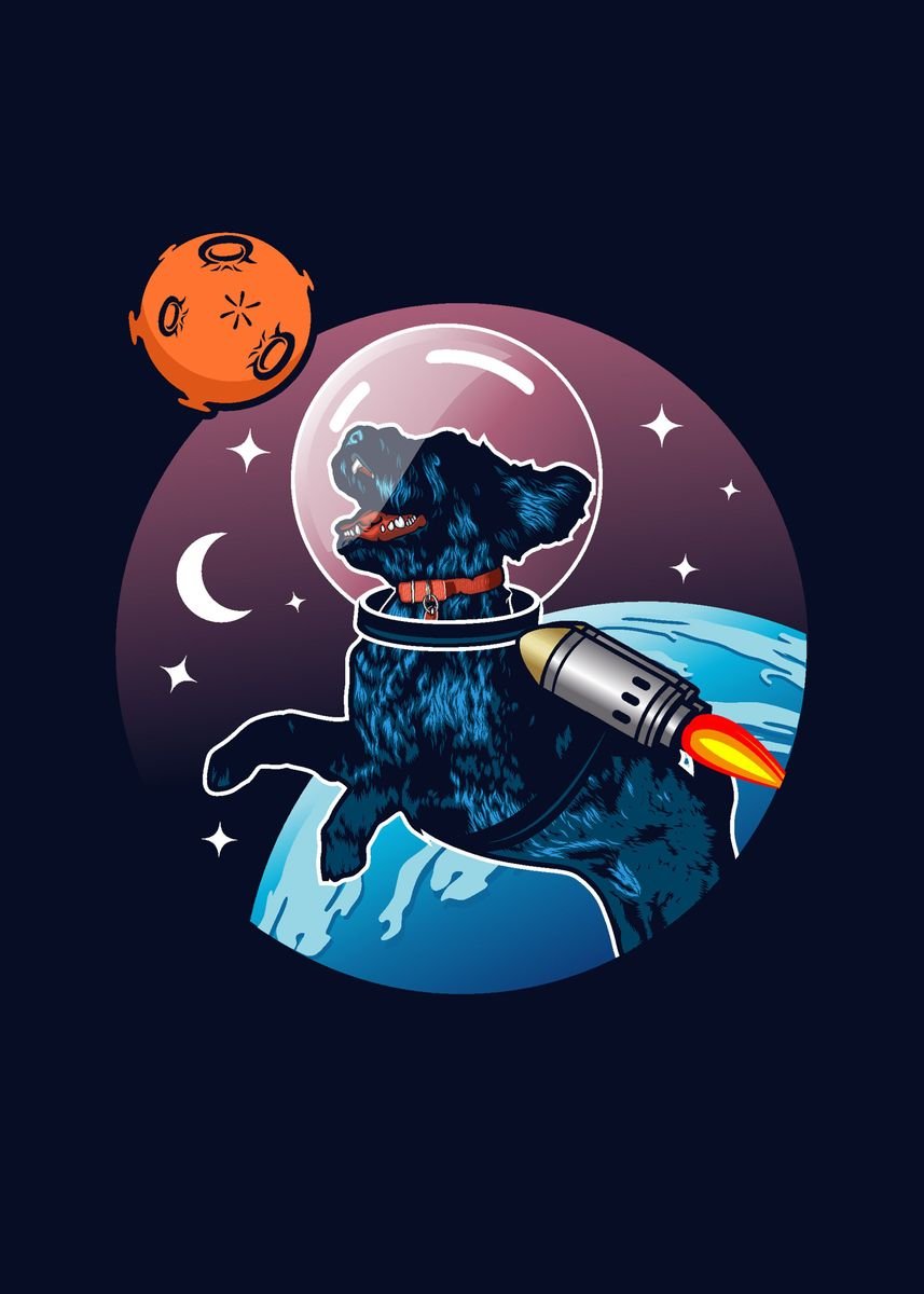 'dog space' Poster, picture, metal print, paint by earth and nine star ...