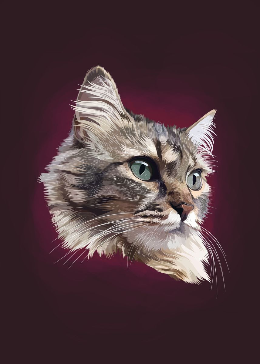 'Cat' Poster, picture, metal print, paint by The Matrix | Displate