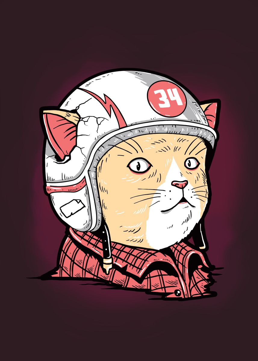 'Cat Rider' Poster, picture, metal print, paint by The Matrix | Displate