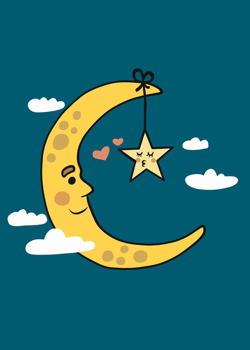 'Moon and star cartoon ' Poster by Chantipa Yoopho | Displate
