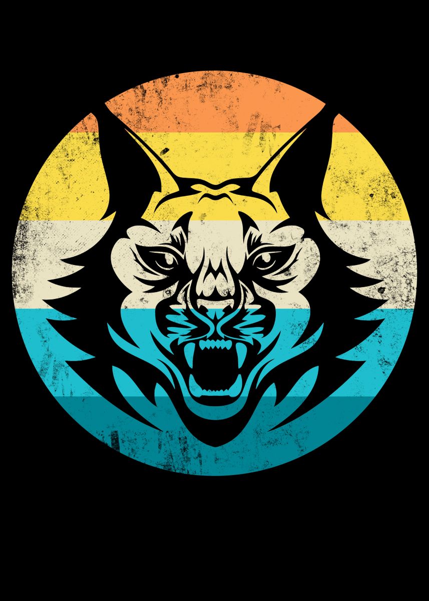 'Lynx Vintage Retro Big Cat' Poster, picture, metal print, paint by ...