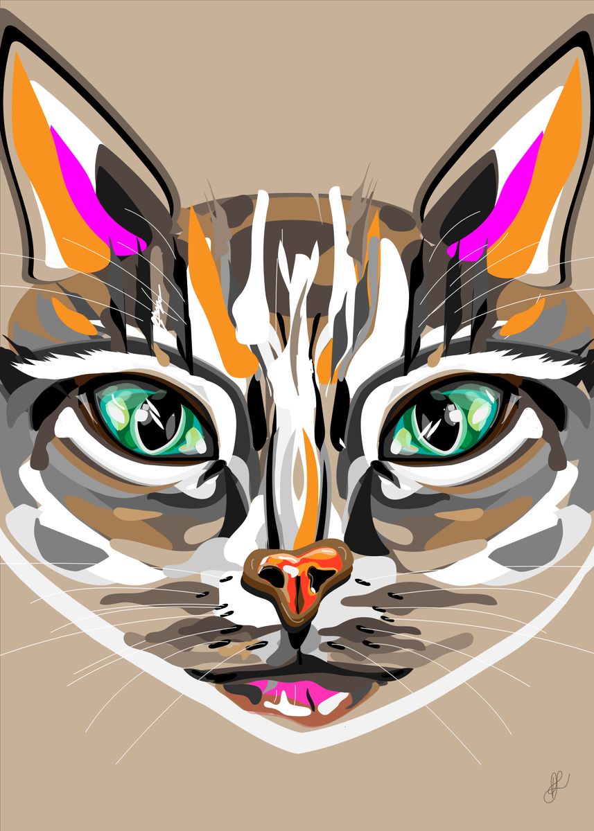 'Cat Portrait Illustration' Poster by Alexandria Frances Clow | Displate