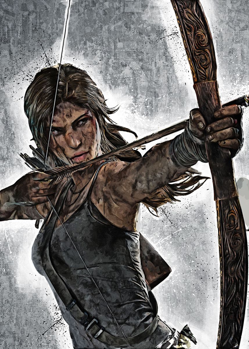'lara croft' Poster, picture, metal print, paint by omar sami | Displate