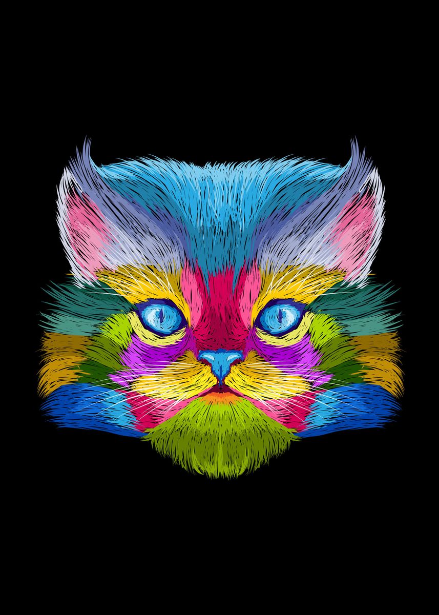 'Wpap Cat' Poster, picture, metal print, paint by The Matrix | Displate