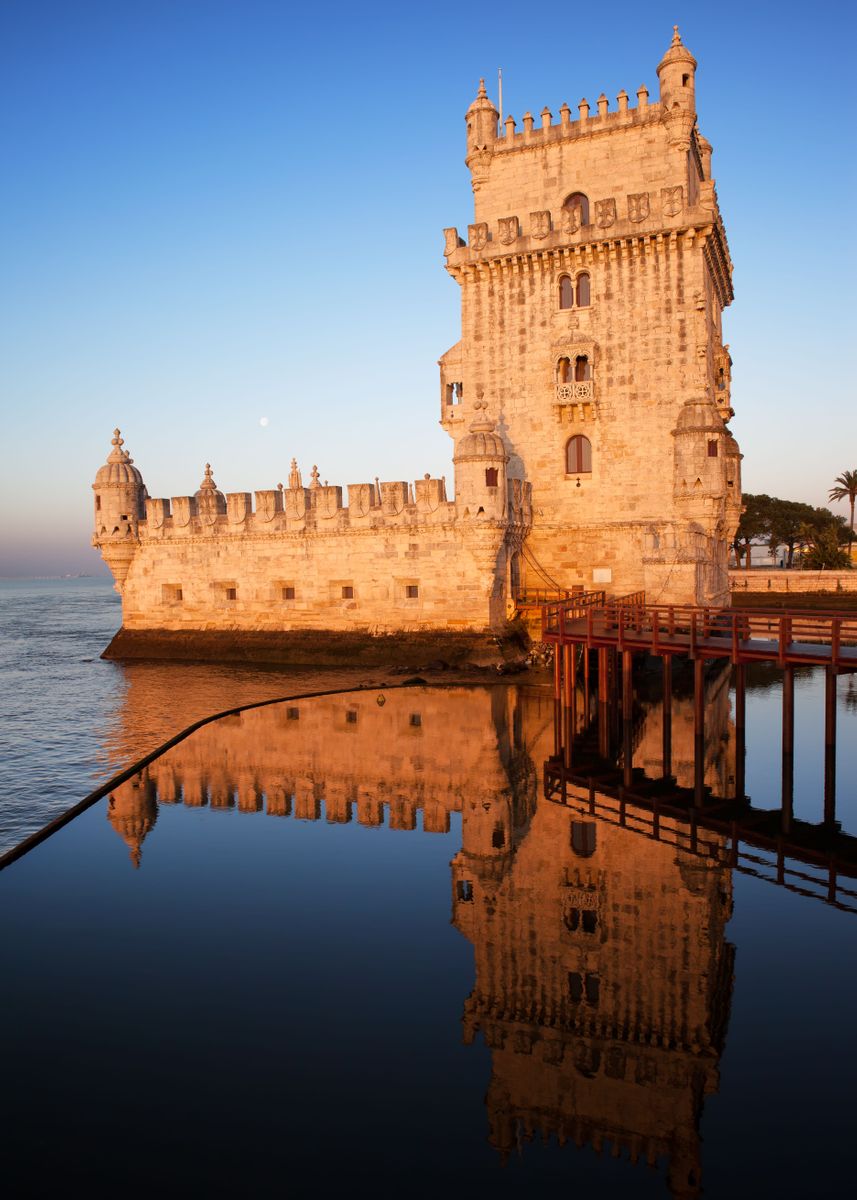 'Belem Tower at Sunrise' Poster, picture, metal print, paint by ...