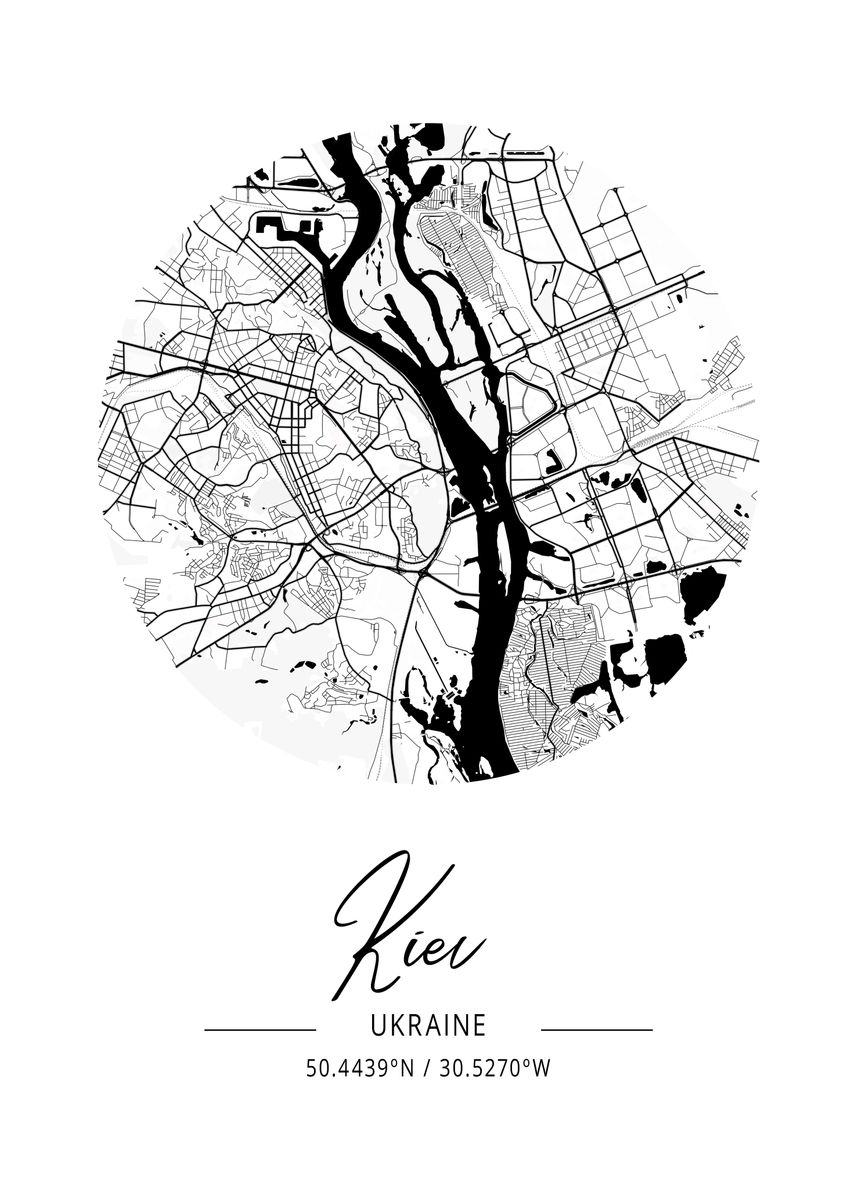 'Kiev Area City Map' Poster, picture, metal print, paint by Tien ...