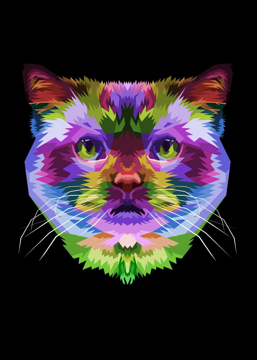 'Wpap Cat' Poster, picture, metal print, paint by Definition Space Rule ...