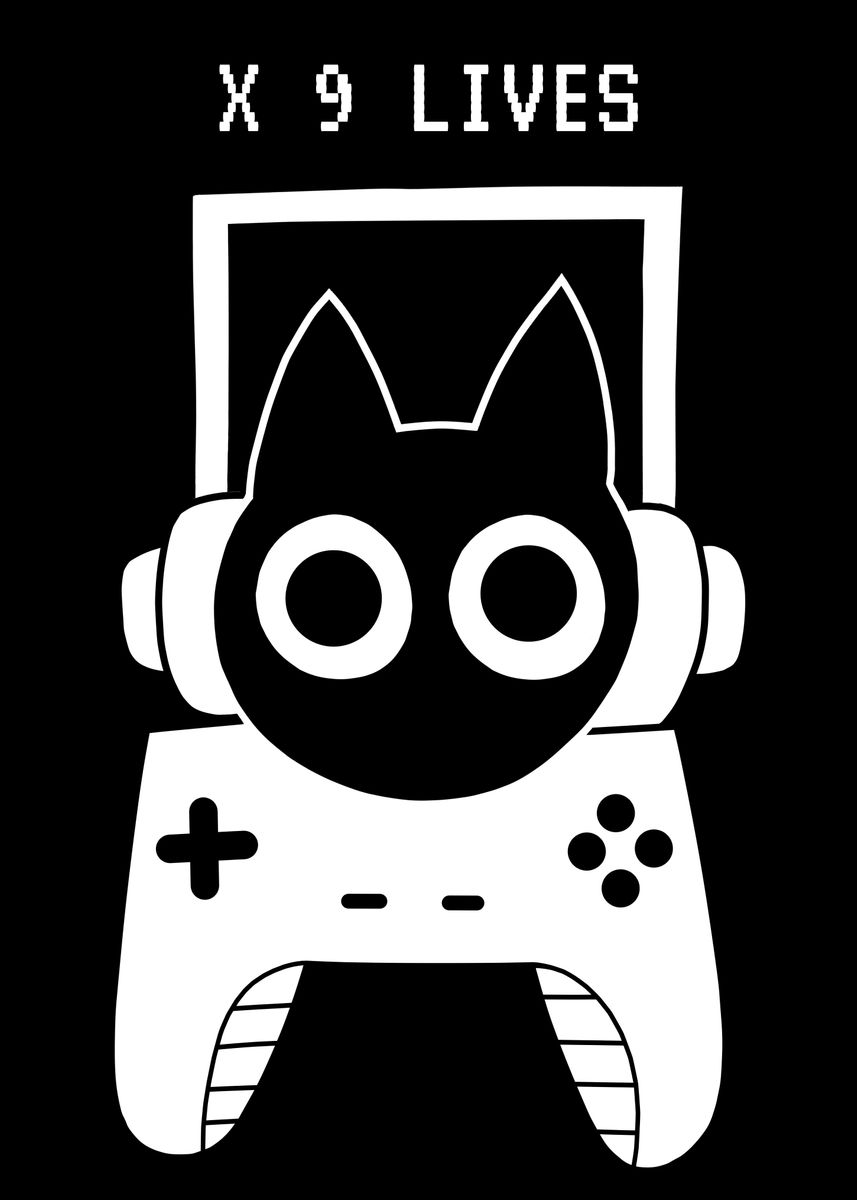 'Black Cat Gaming' Poster, picture, metal print, paint by Alexander ...