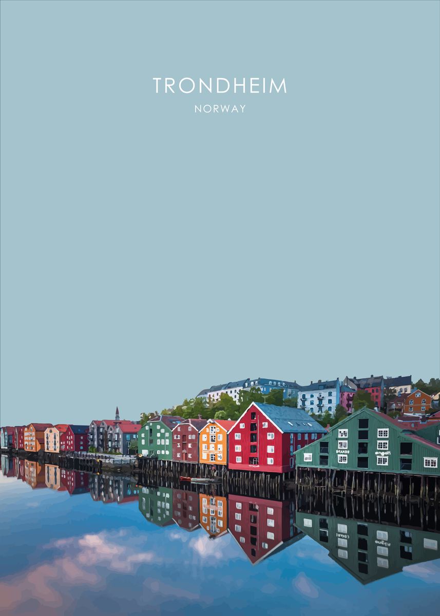 'Trondheim Norway Artwork' Poster, picture, metal print, paint by aio ...