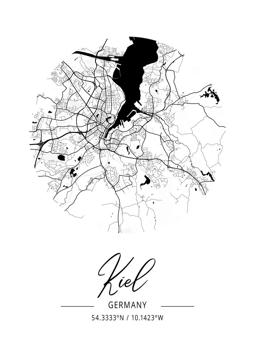 'Kiel Area City Map' Poster by Tien Stencil | Displate