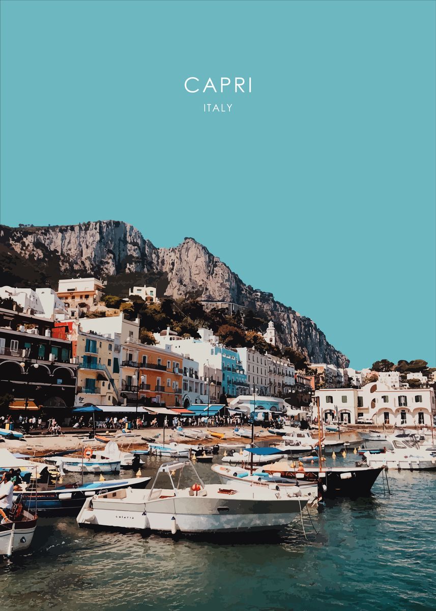 'Capri Italy Illustration' Poster, picture, metal print, paint by aio ...
